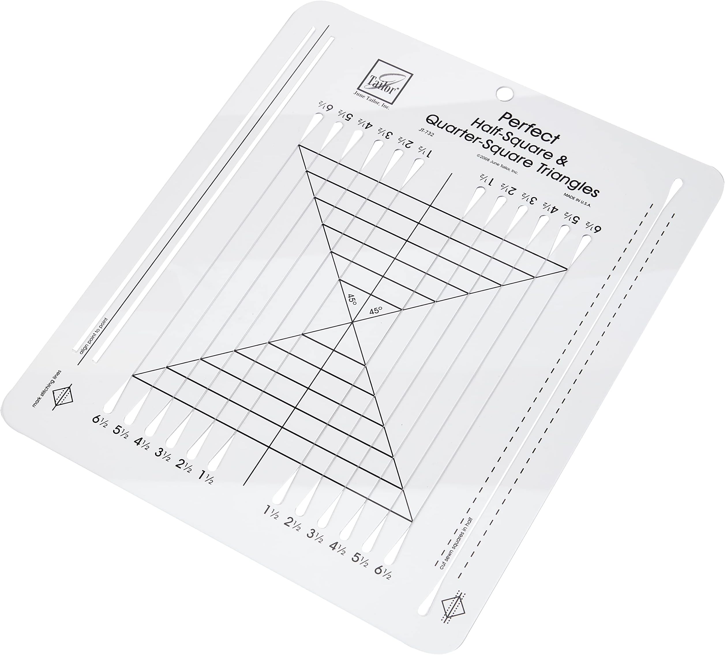 Amazon.com: June Tailor Half-Square & Quarter-Square Triangles Ruler