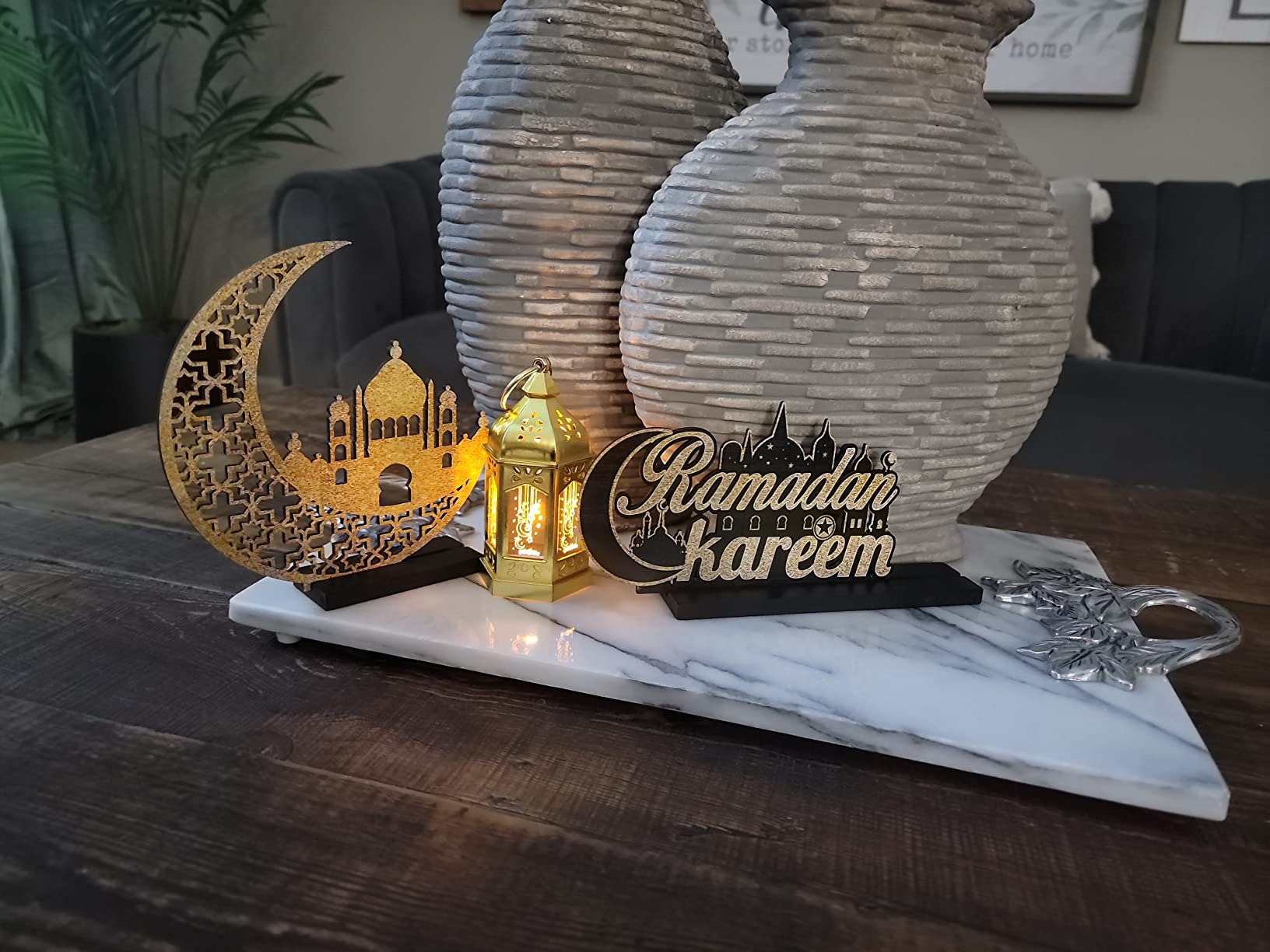Amazon.com: 4pcs Ramadan EID Wooden Table Centerpiece Decorations ...