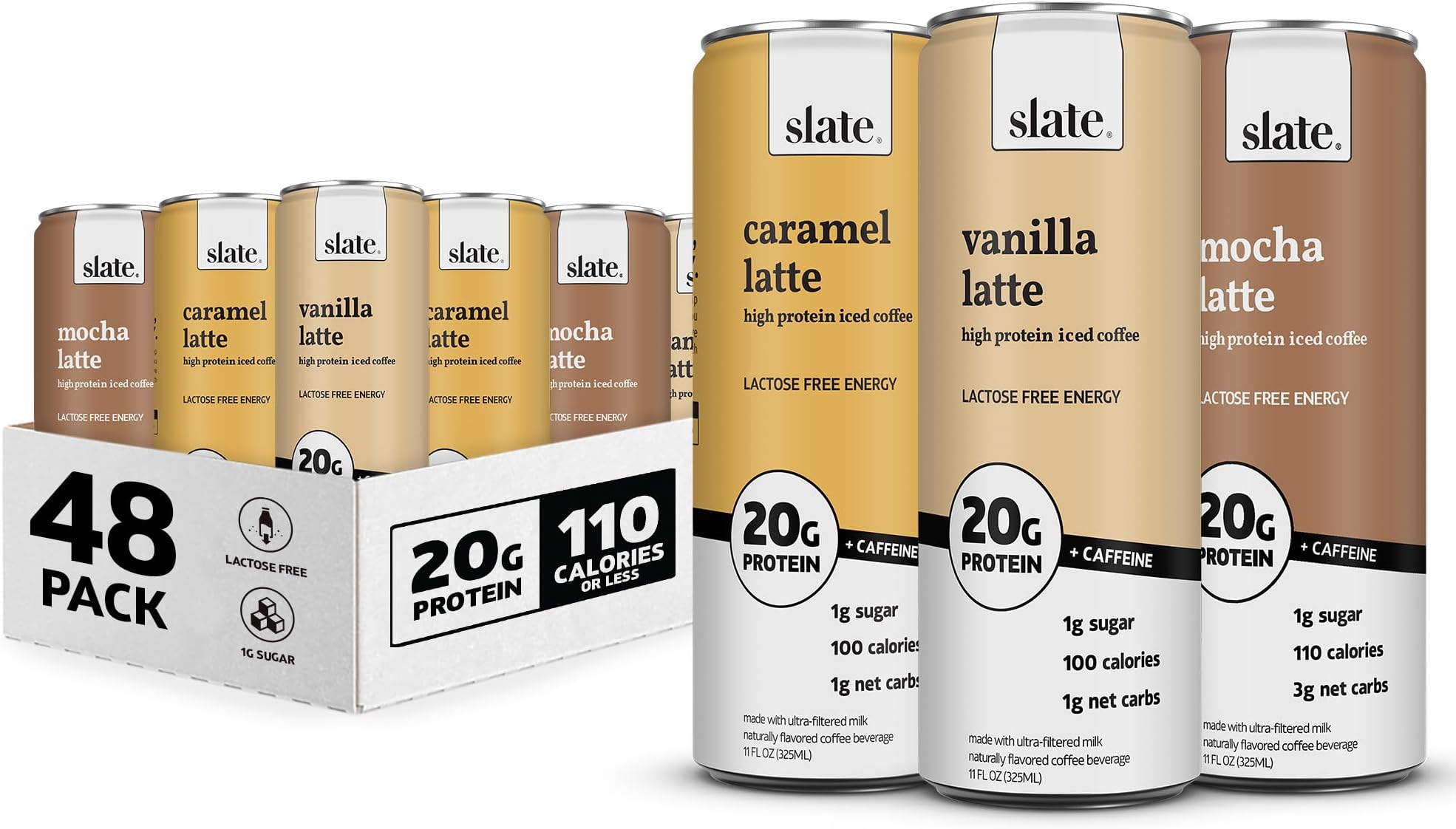 Amazon.com : Slate Milk - High Protein Iced Coffee - Energy Variety ...