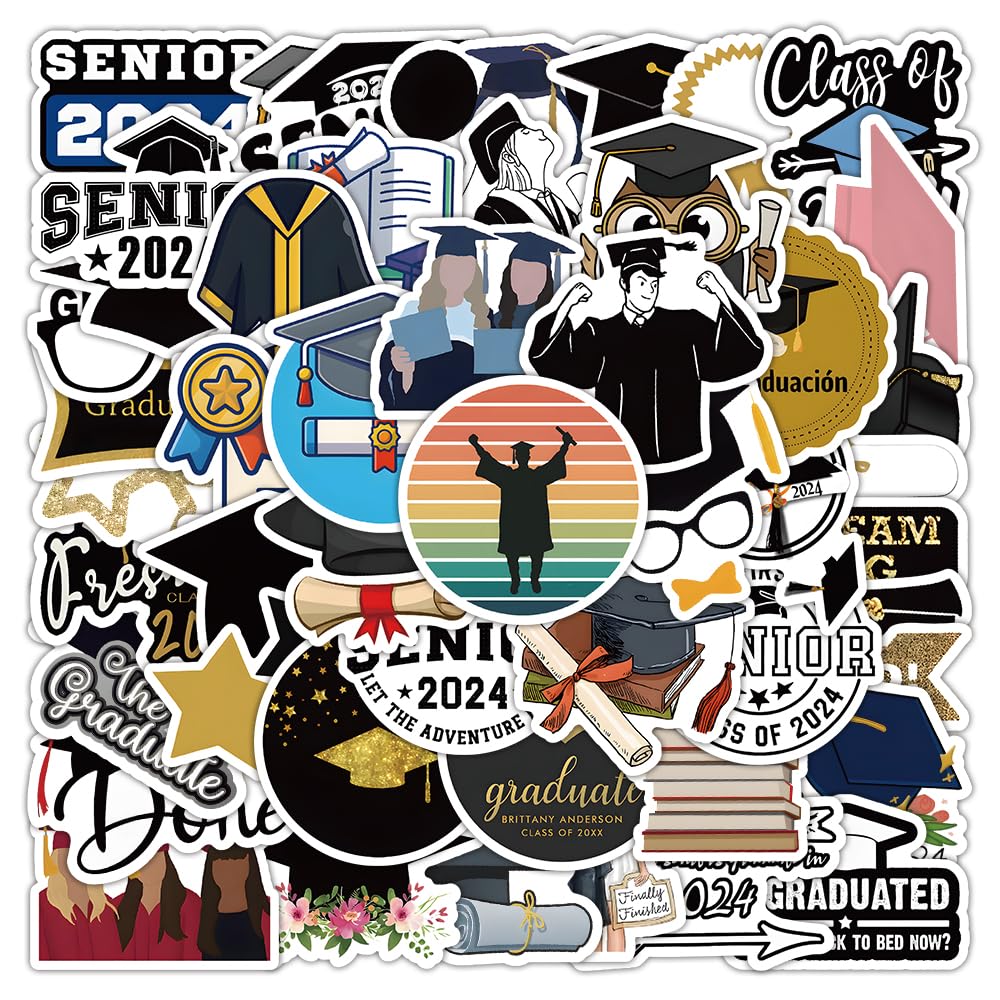 Amazon.com: Bilibunny 50Pcs Graduation Stickers Class of 2024 ...