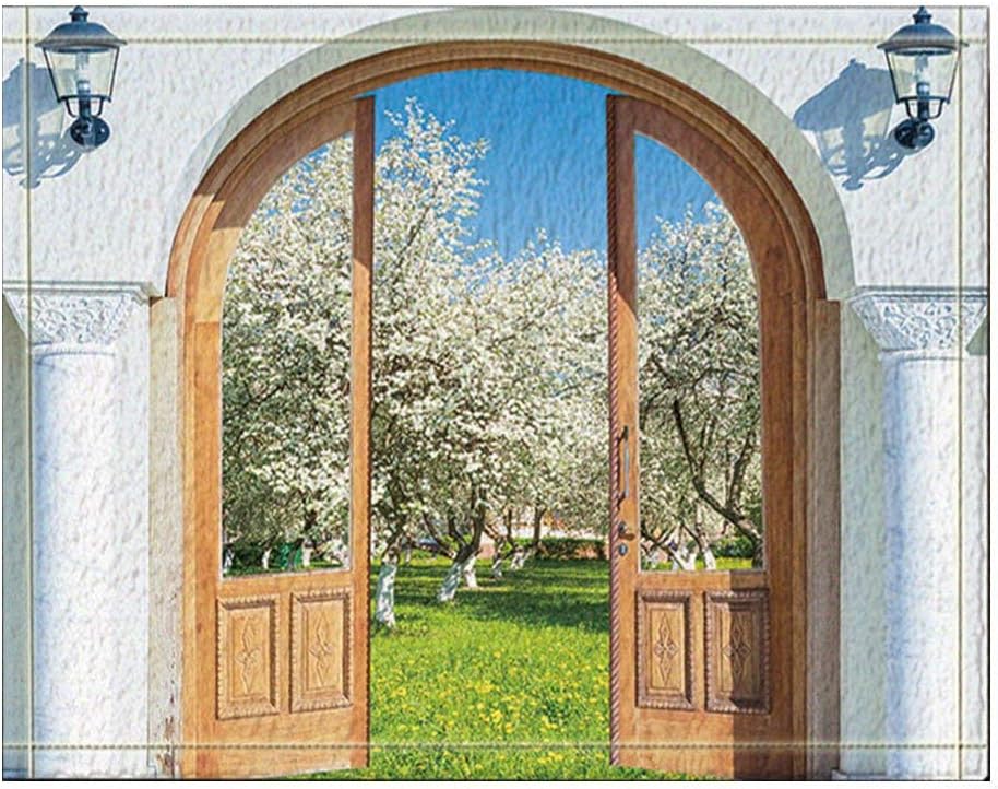 Amazon | Assanu ヨーロッパの木製ドアビューフラワーフォレストバスラグ滑り止め床玄関屋外屋内フロントドアマット、16 X 24 ...