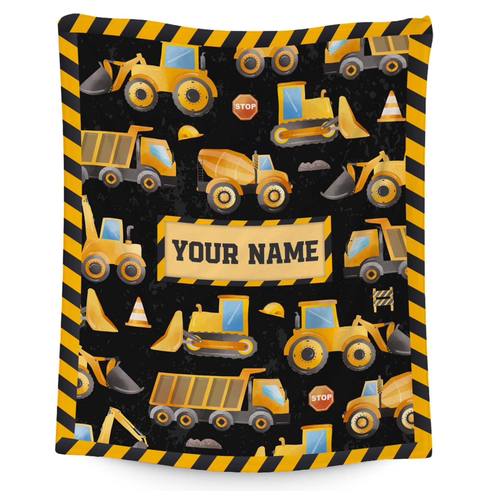 Amazon.com: Personalized Construction Blanket, Soft Warm Flannel Throw ...