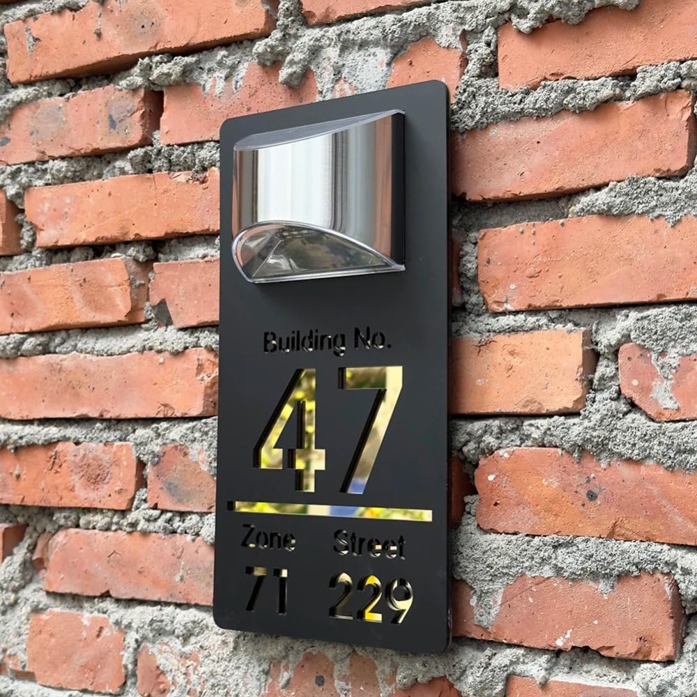 Solar Address Sign Solar Powered LED Address Sign - IP44 Waterproof ...