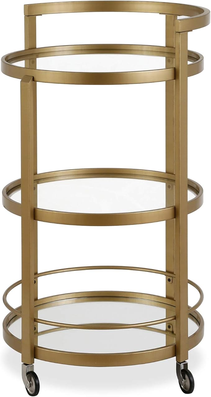 Amazon.com: Henn&Hart 21" Wide Round Bar Cart in Brass, Bar Carts for ...