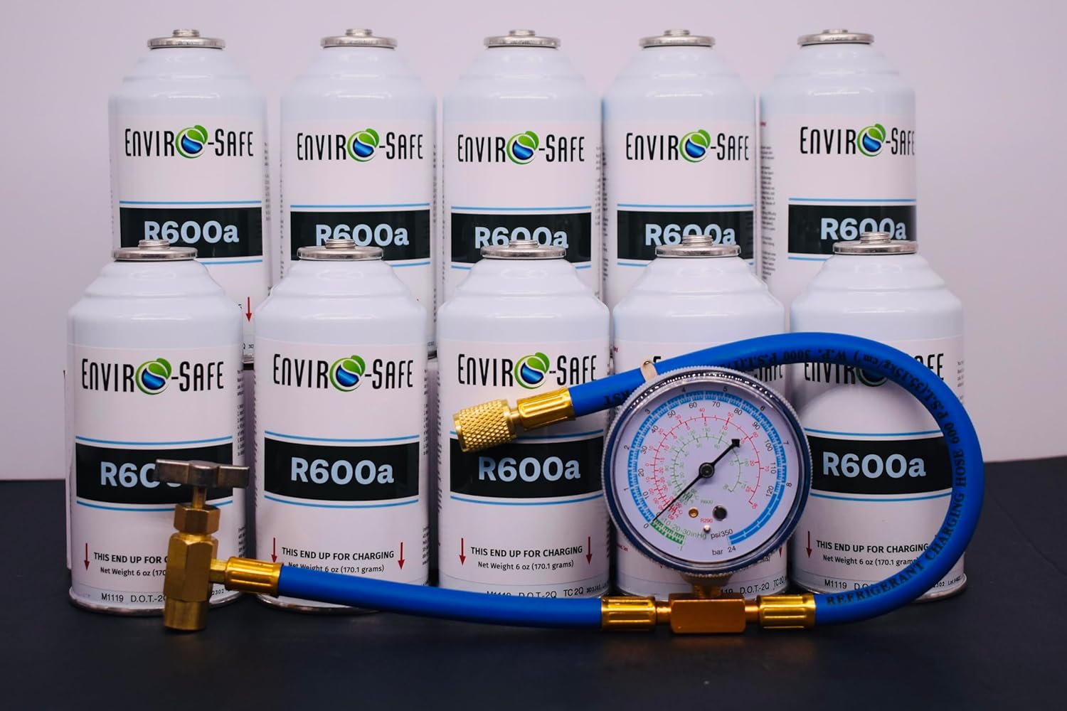 Amazon.com: R600a Refrigerant - Case of 10 and Brass Gauge, 6oz Cans ...