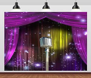 Amazon.com : CORFOTO 5x4ft Fabric Microphone Backdrop Karaoke Party ...