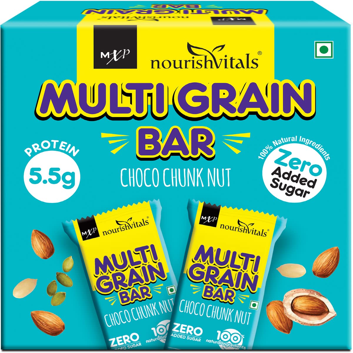 NourishVitals Multigrain Choco Chunk Nuts Bar, 100% Natural Plant Based ...