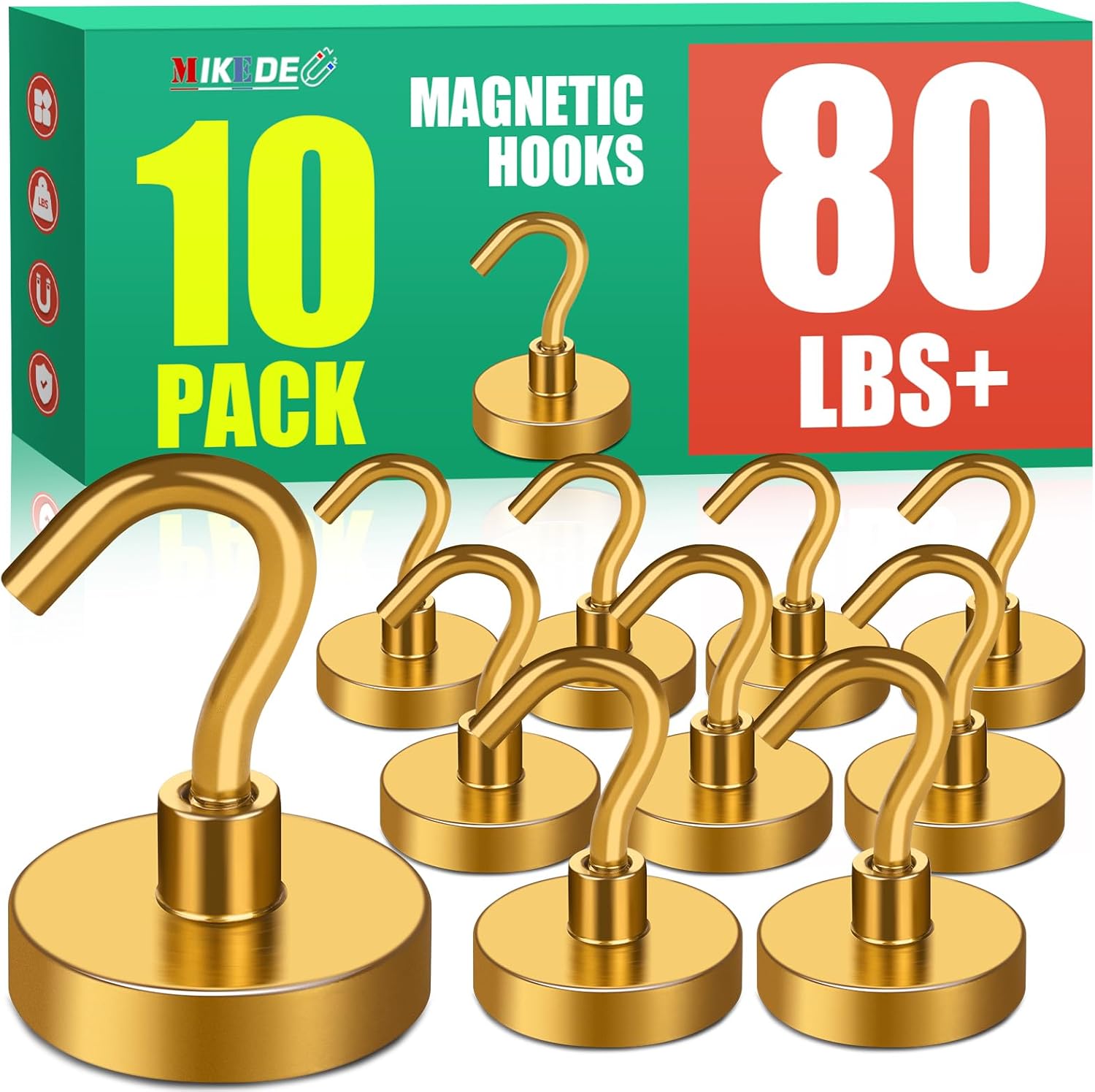 Amazon.com: MIKEDE Magnetic Hooks Heavy Duty, 80Lbs Strong Magnets with ...
