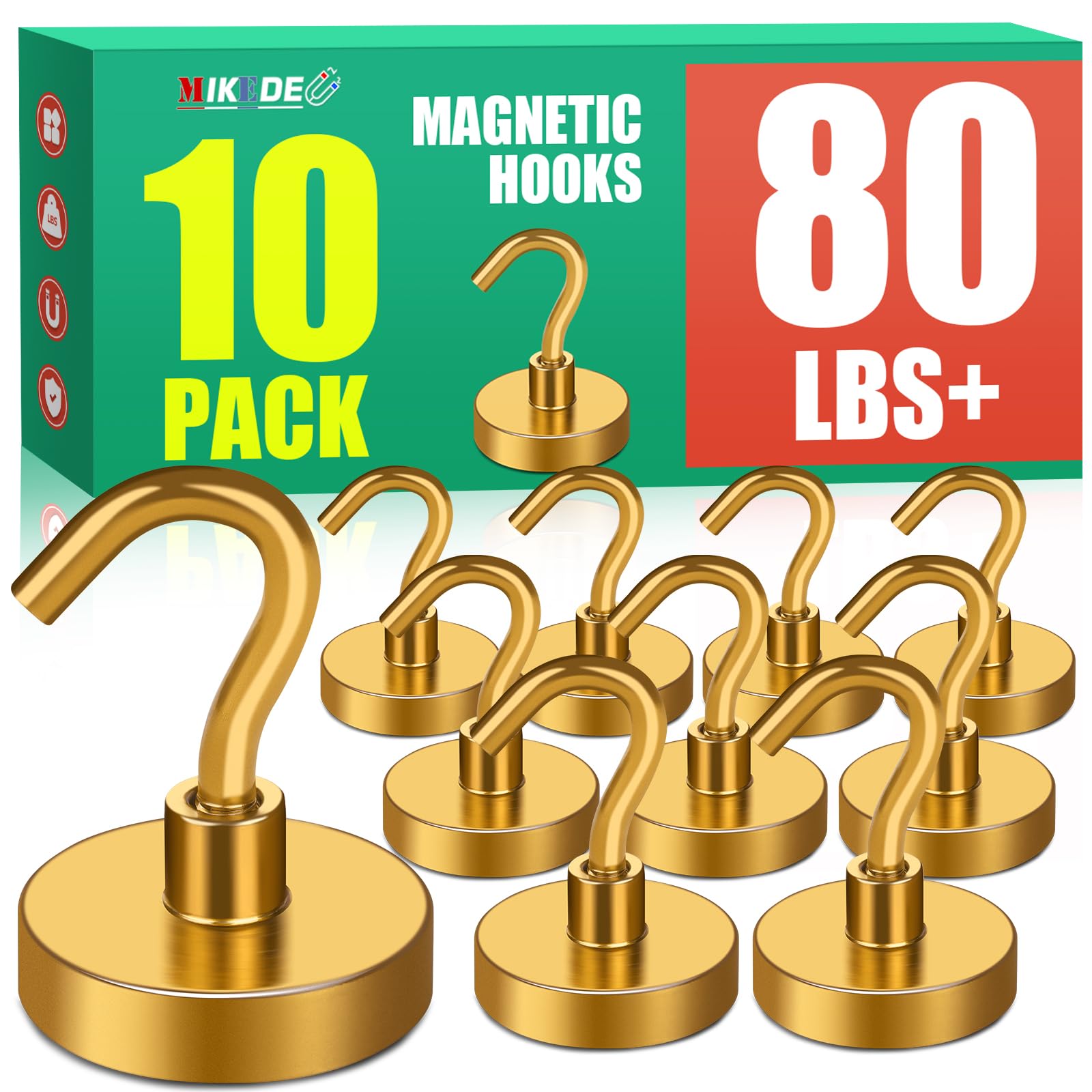 Snapklik.com : MIKEDE Magnetic Hooks Heavy Duty, 80Lbs Strong Magnets
