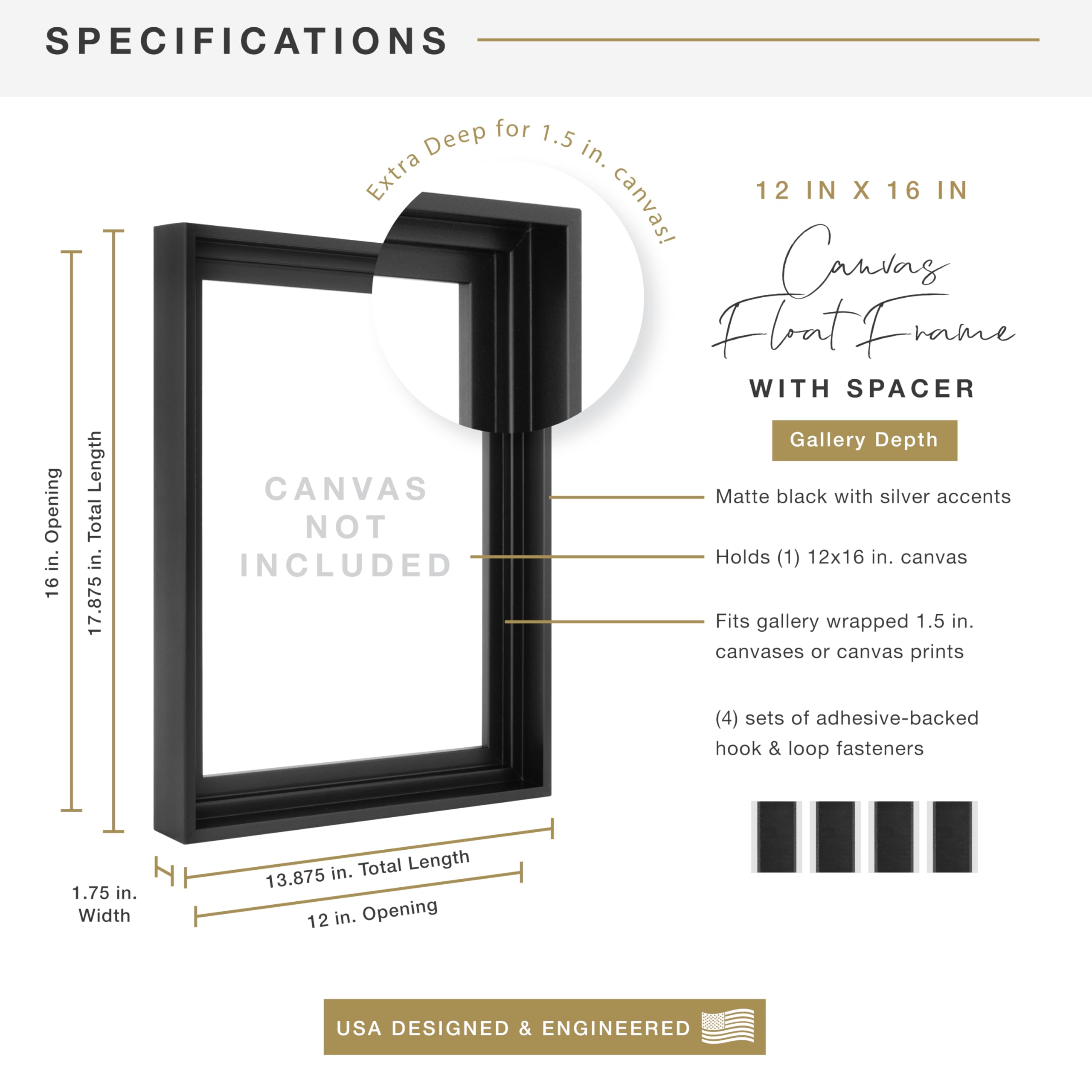 MCS Deep Floating Canvas Frame, Art Frames for Canvas Paintings with ...