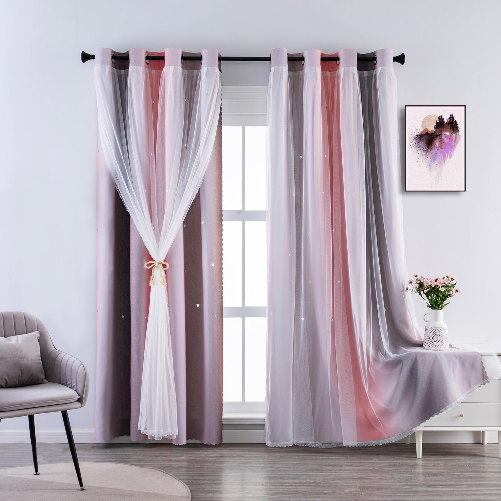 Amazon.com: Anytime Dream Star Blackout Curtains for Kids Rooms Girl ...