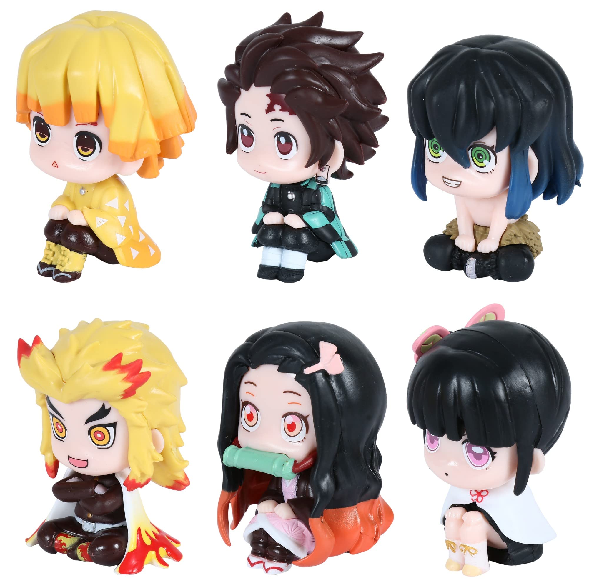 Set Of 6 Demon Slayer Figures Tanjiro Nezuko Inosuke Zenitsu ...