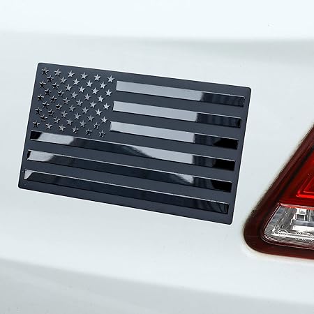 Amazon.com: 3D Metal American Flag Emblem Decal，Black American Flag ...