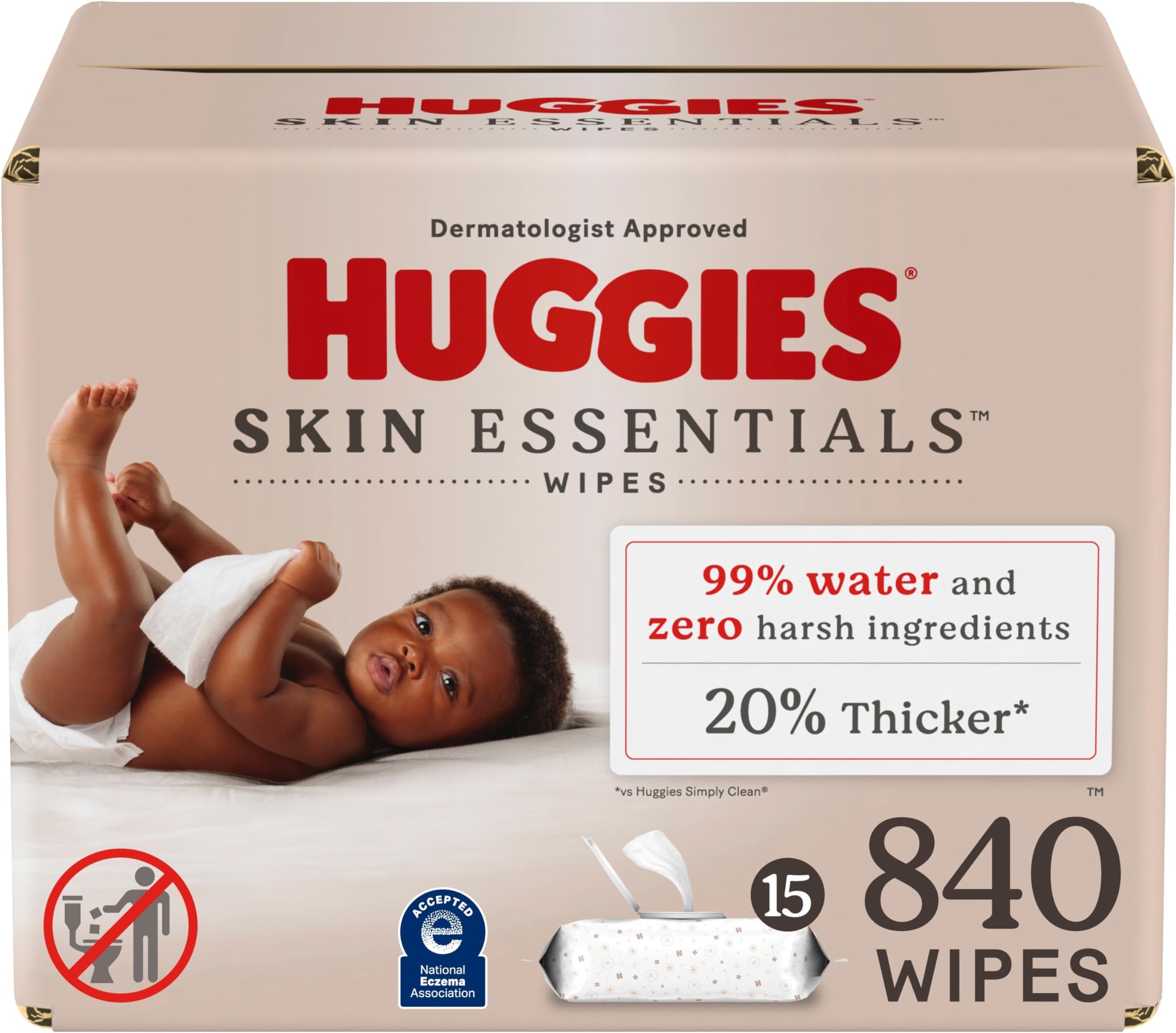 Amazon.com: Huggies Skin Essentials Baby Wipes, Hypoallergenic, 99% ...