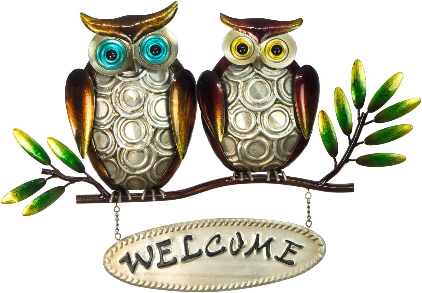Amazon.com: Owl Welcome Sign - 3D Metal Design - Hand-Painted - 18 ½” x ...