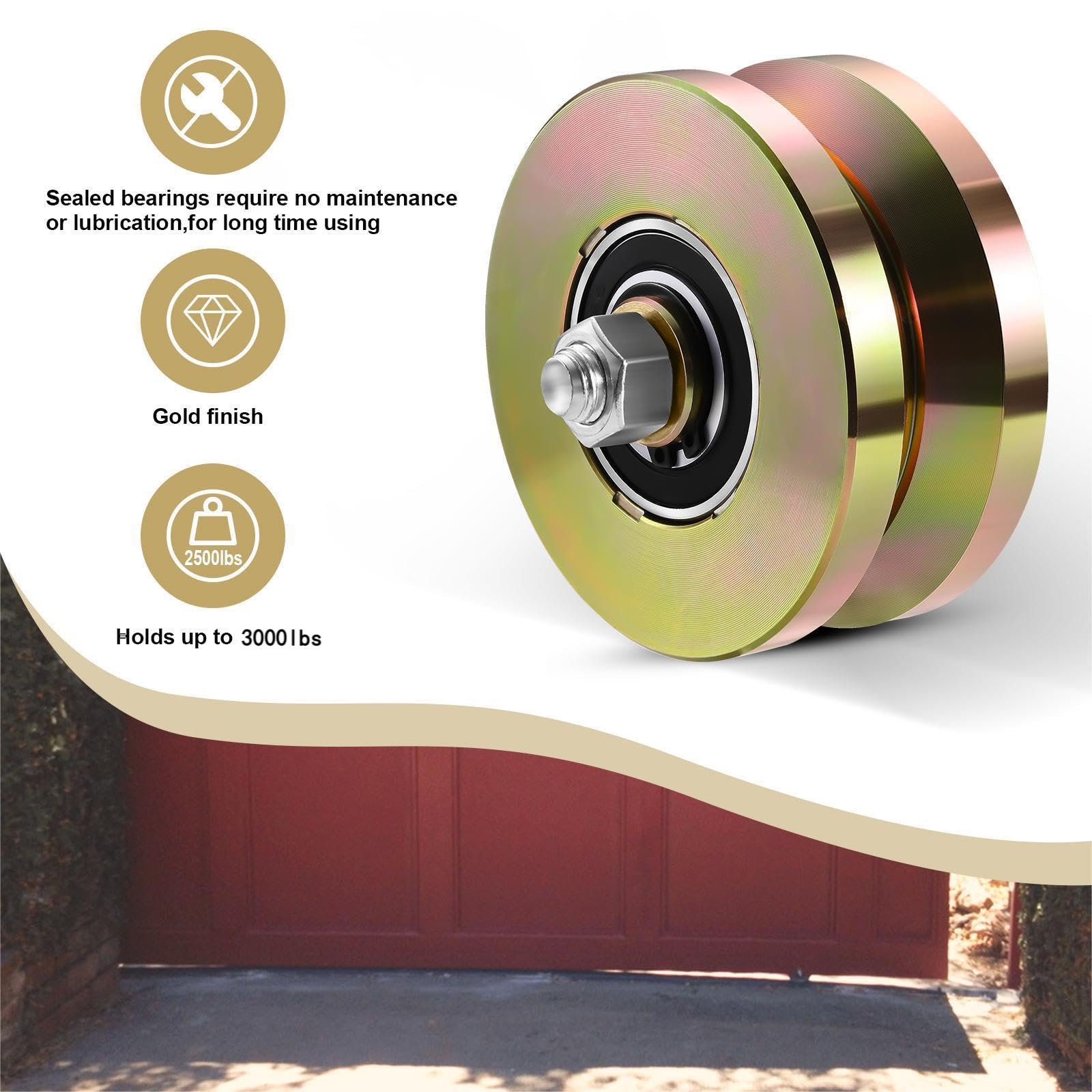 Snapklik.com : Soiiw 4" Heavy Duty Sliding Gate Rollers Wheels 2 Sets V ...