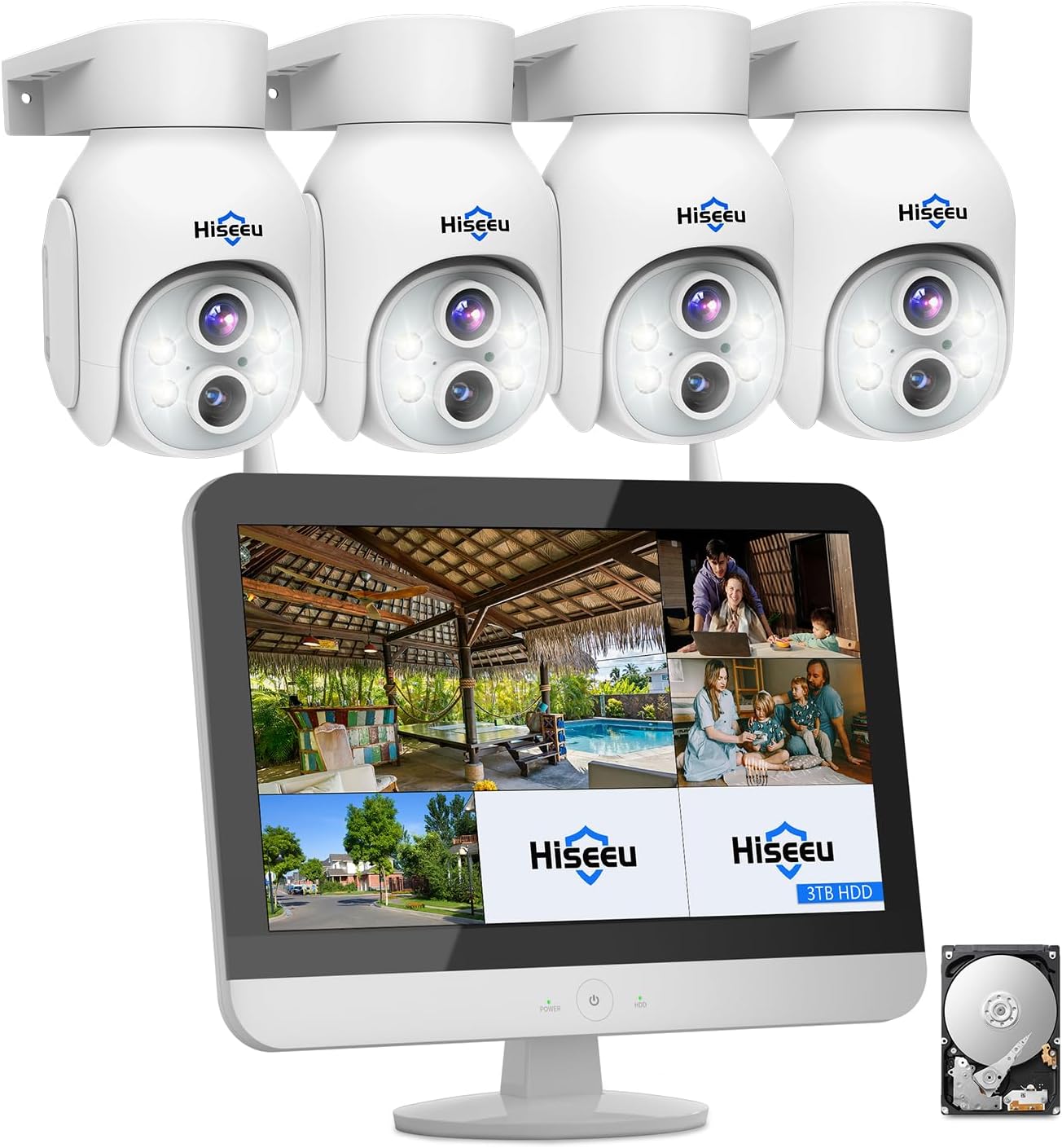 Amazon.com : Hiseeu Wireless Security Camera System 2K Dual-Lens [WiFi ...