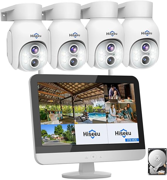 Amazon.com : Hiseeu Wireless Security Camera System 2K Dual-Lens [WiFi ...