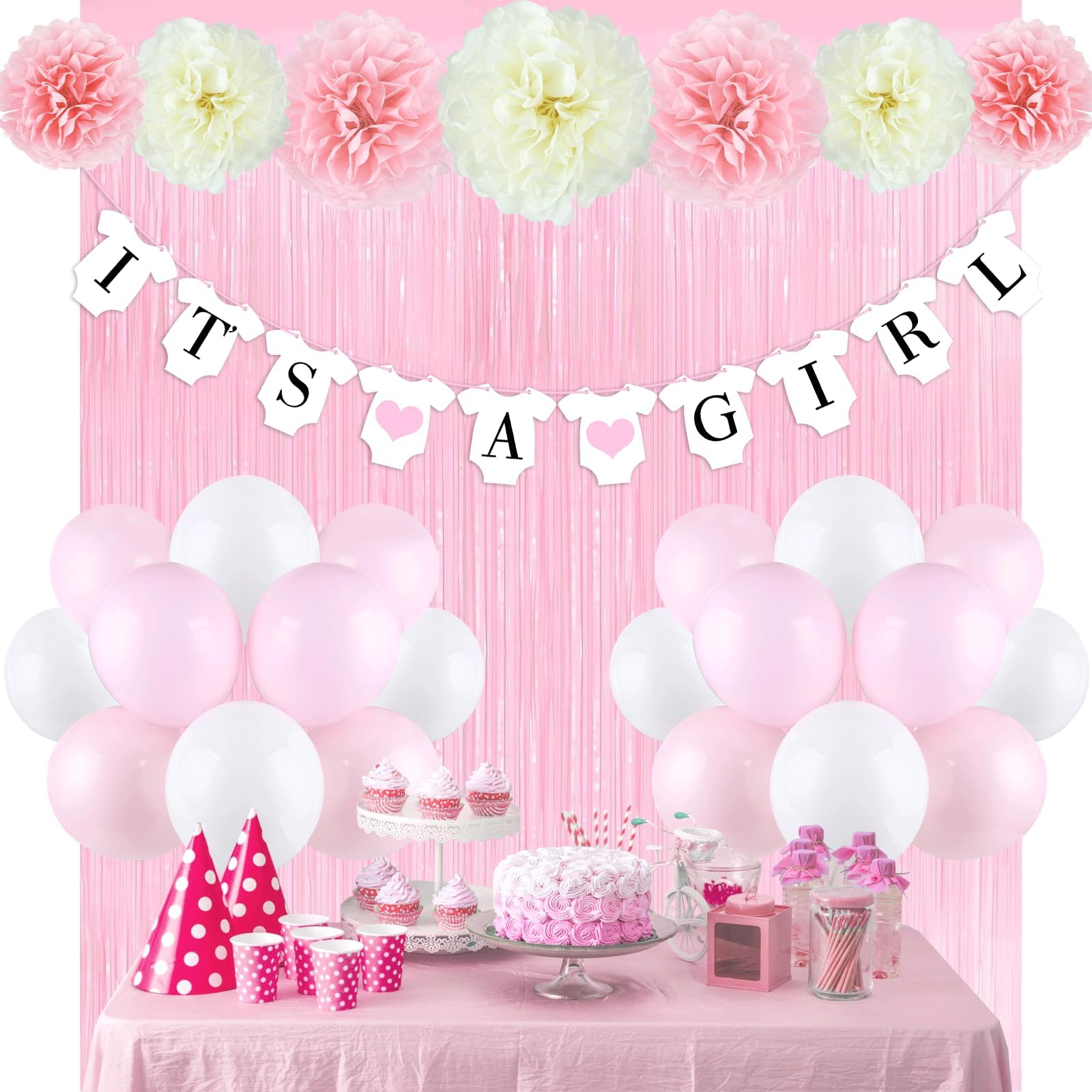 Amazon.com: Baby Shower Party Decorations for Girl It's A Girl Baby ...
