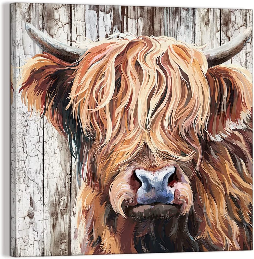 Amazon.com: 3LDECOR Highland Cow Wall Decor Farmhouse Wall art Canvas ...