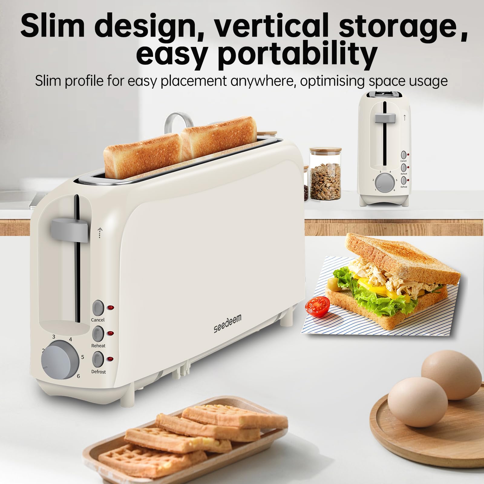 Snapklik.com : 2 Slice Slim Toaster, Single 10" Long Slot Toaster Fits ...