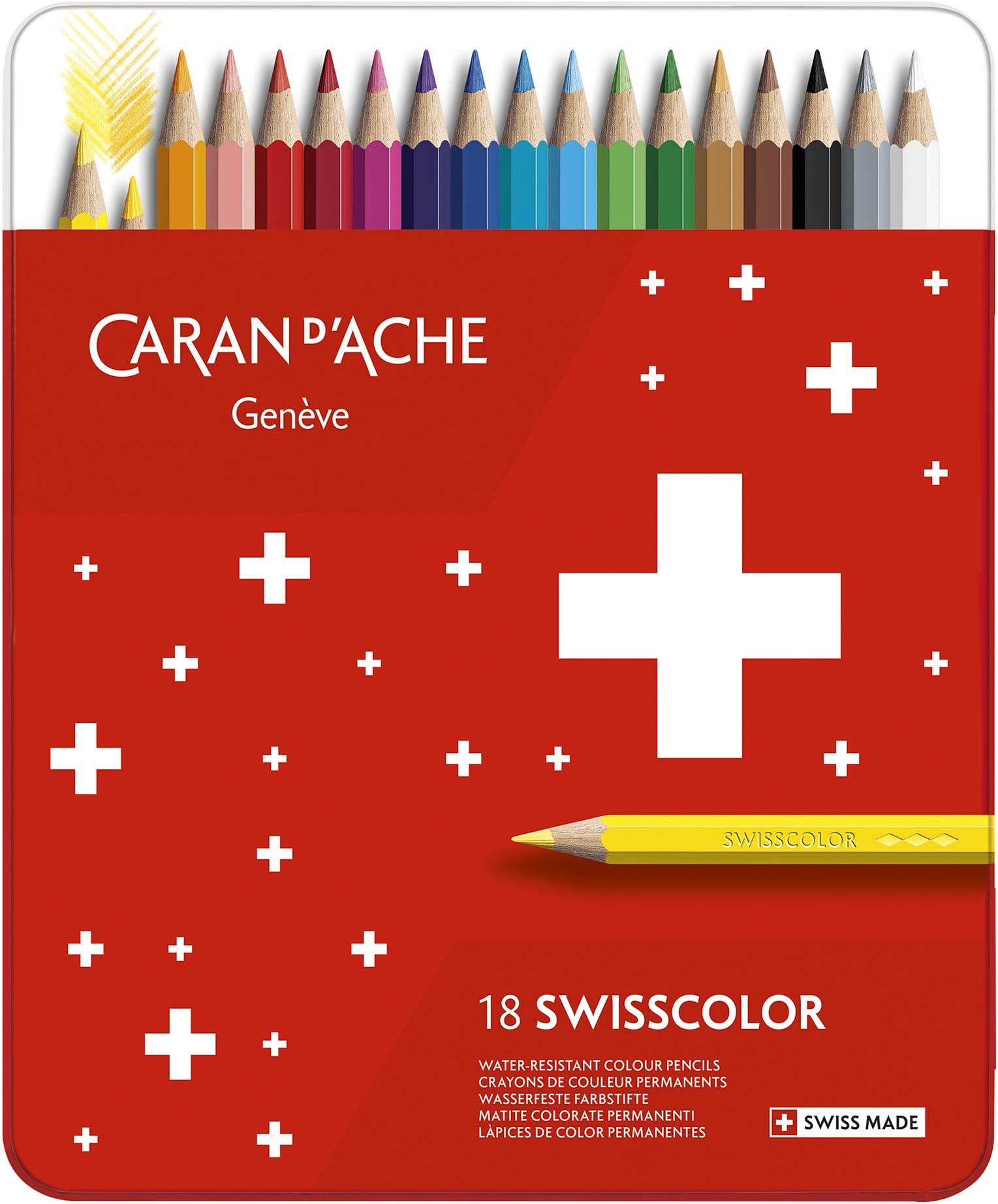Caran D'ache Swisscolor color Pencils in Metal Box (Pack of 18 ...