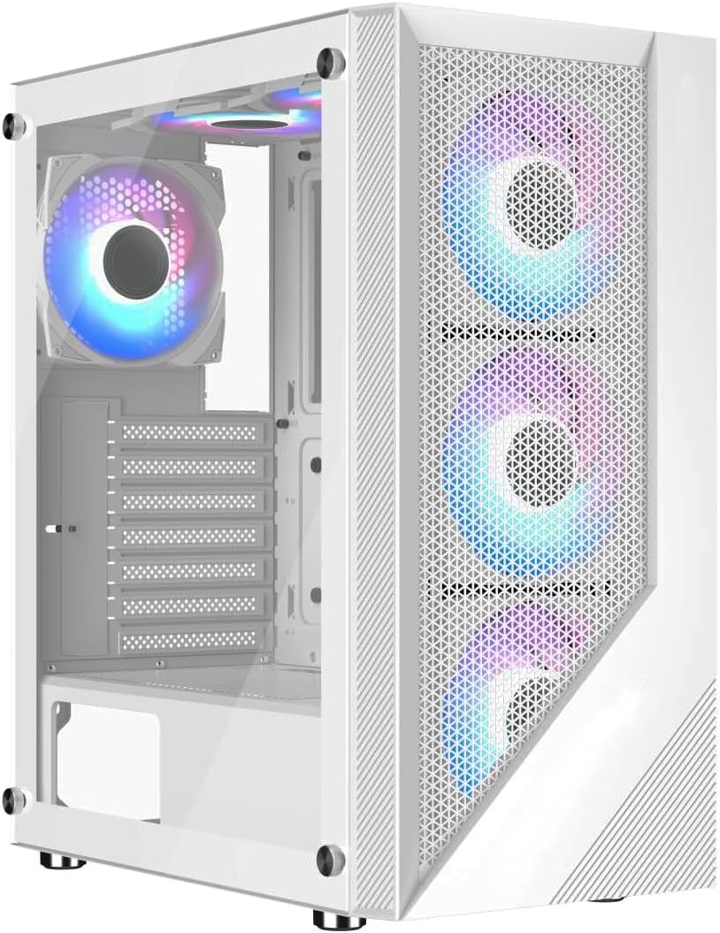 iONZ KZ10W MIDI Tower PC Gaming Case M/ATX - High Airflow Mesh with 6 x ...