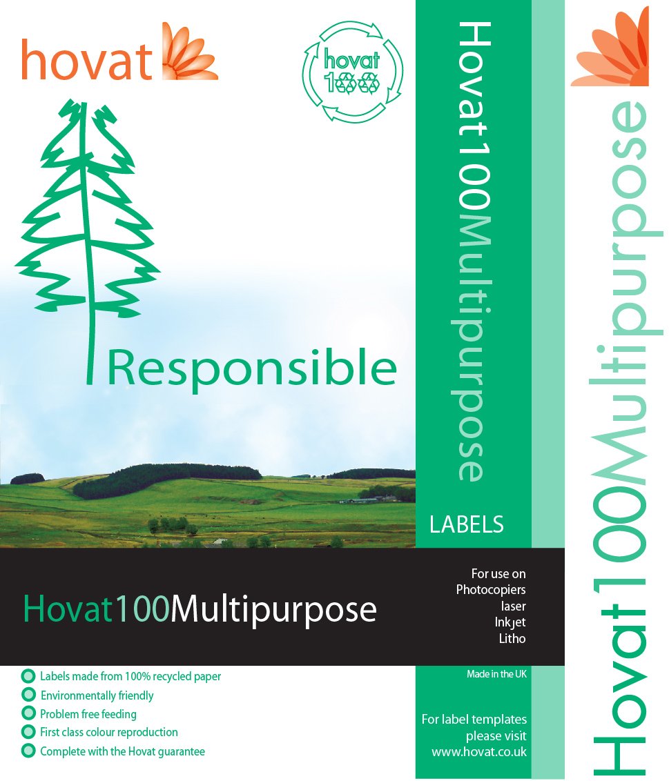 Buy Hovat 100% Recycled Multi-Purpose. 1 Label per Sheet. 200 x 288 mm ...
