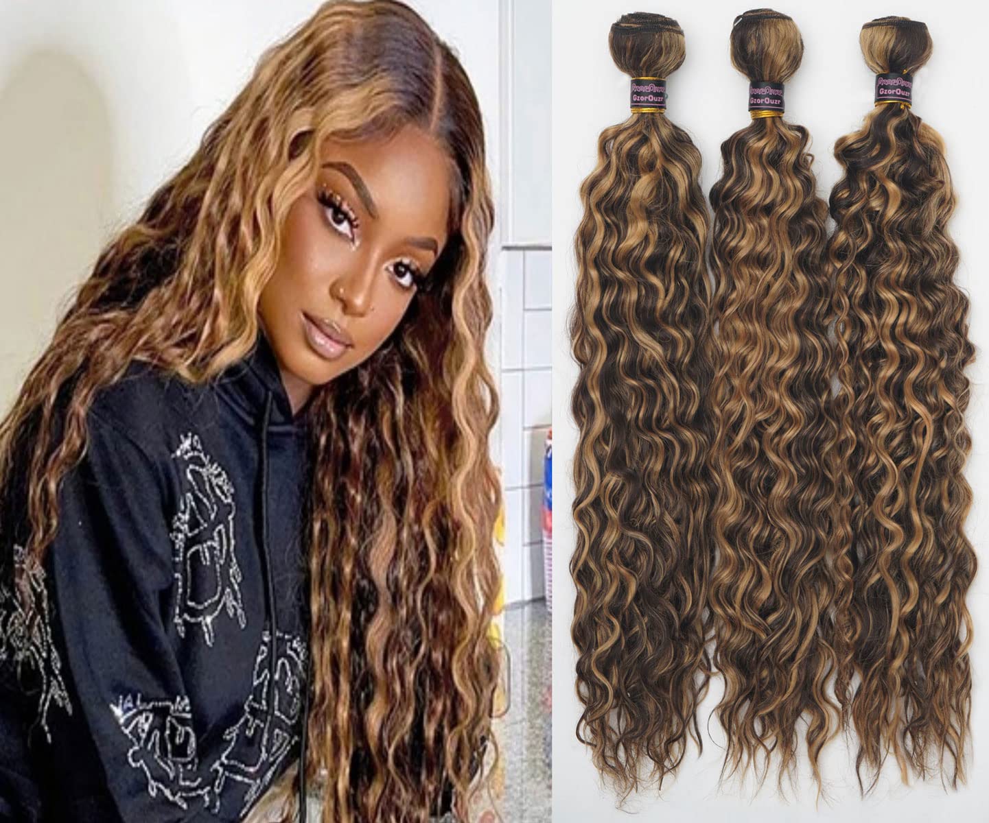 Amazon.com: GzorOuzr Highlight Ombre Human Hair Bundles P427 Dark Brown ...