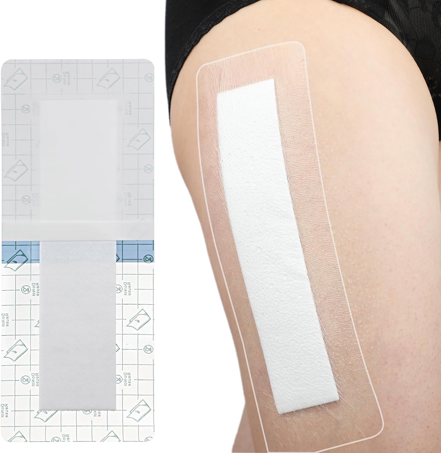 25 Pack 4"x8" Waterproof Adhesive Island Dressing for Knee Replacement ...