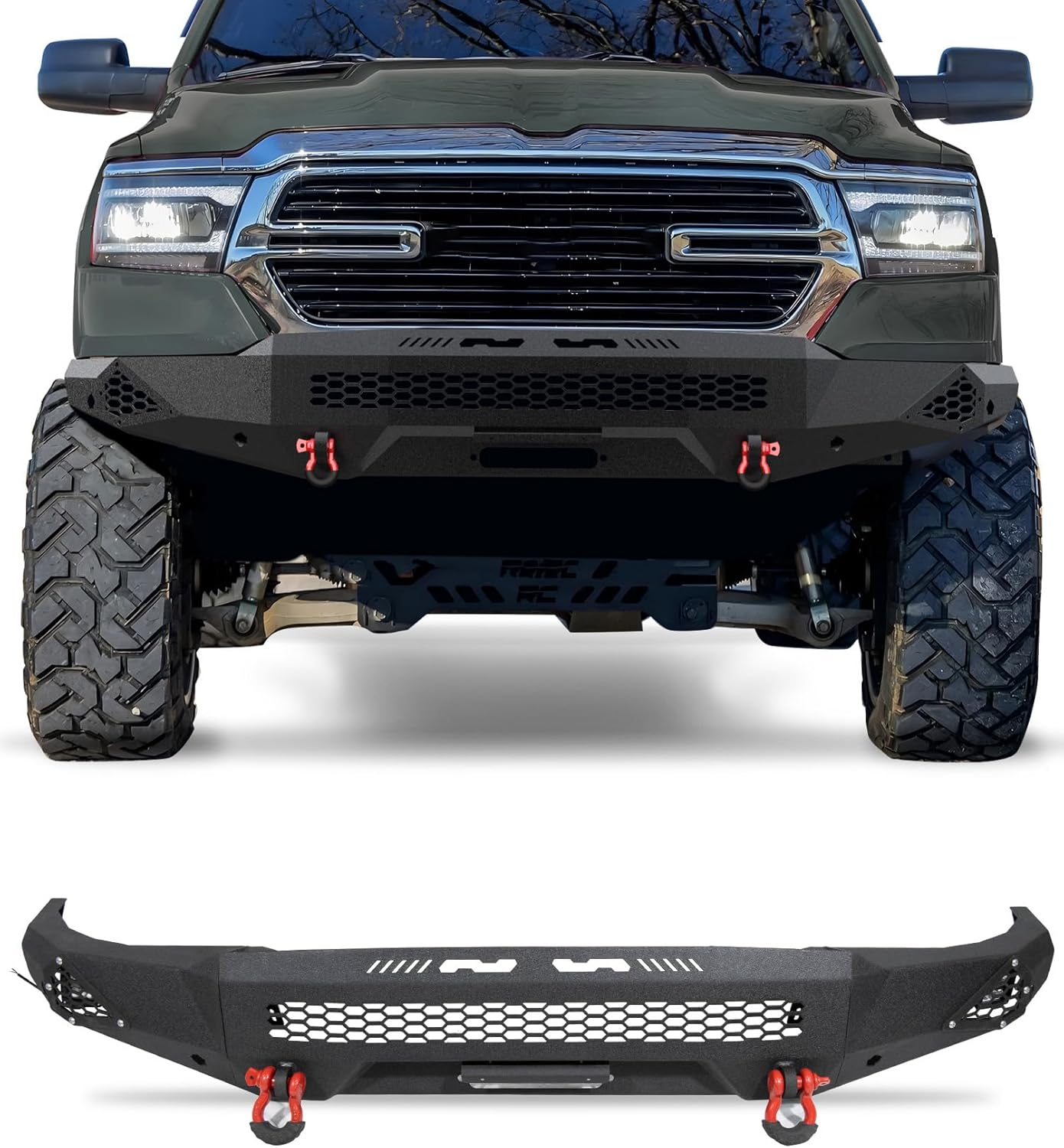 Amazon.com: Autoholic Front Bumper Fit for 2019-2024 Ram 1500 Off road ...