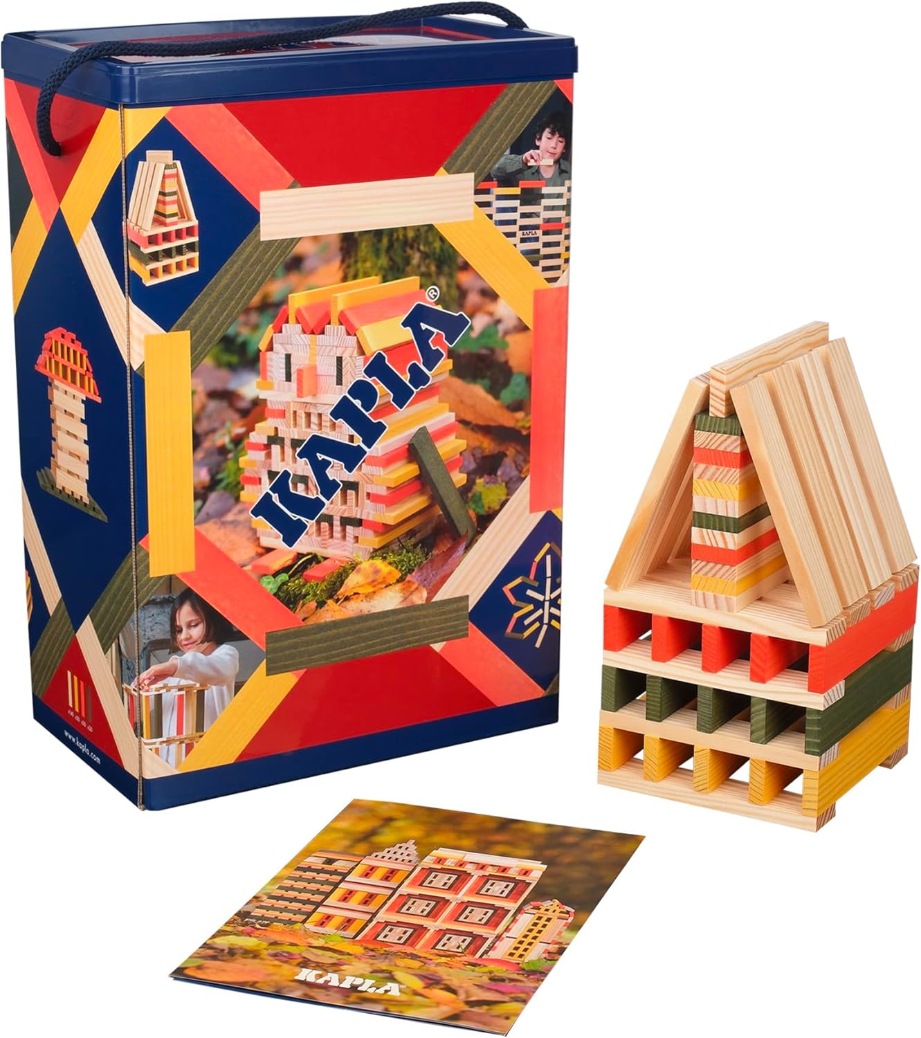 Kapla, Autumn Box 200 Planks (Orange, Green and Yellow) - Build Book ...