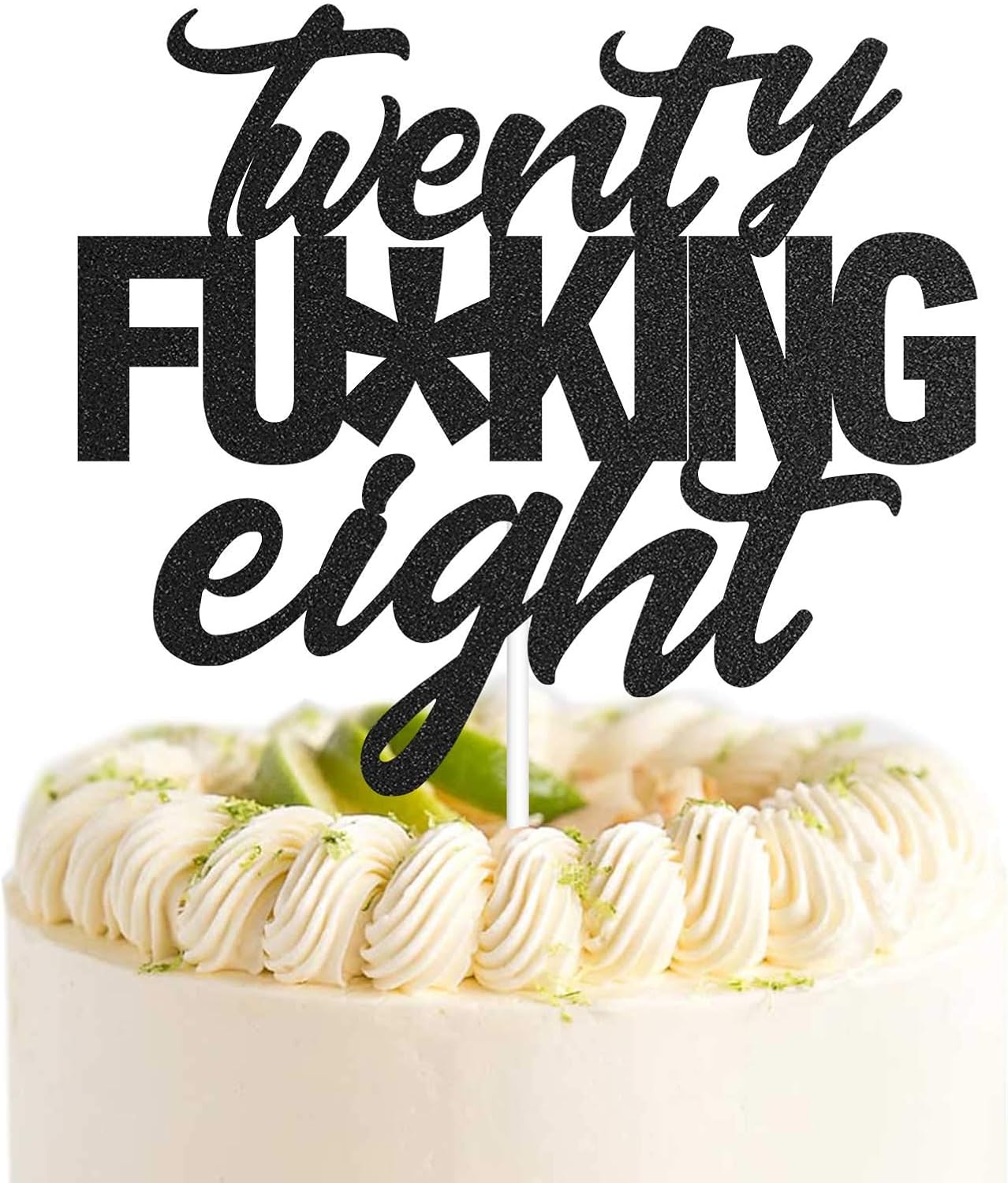 Amazon.com: Twenty Eight Black Glitter Cake Toppers 28 Years Old 28th ...