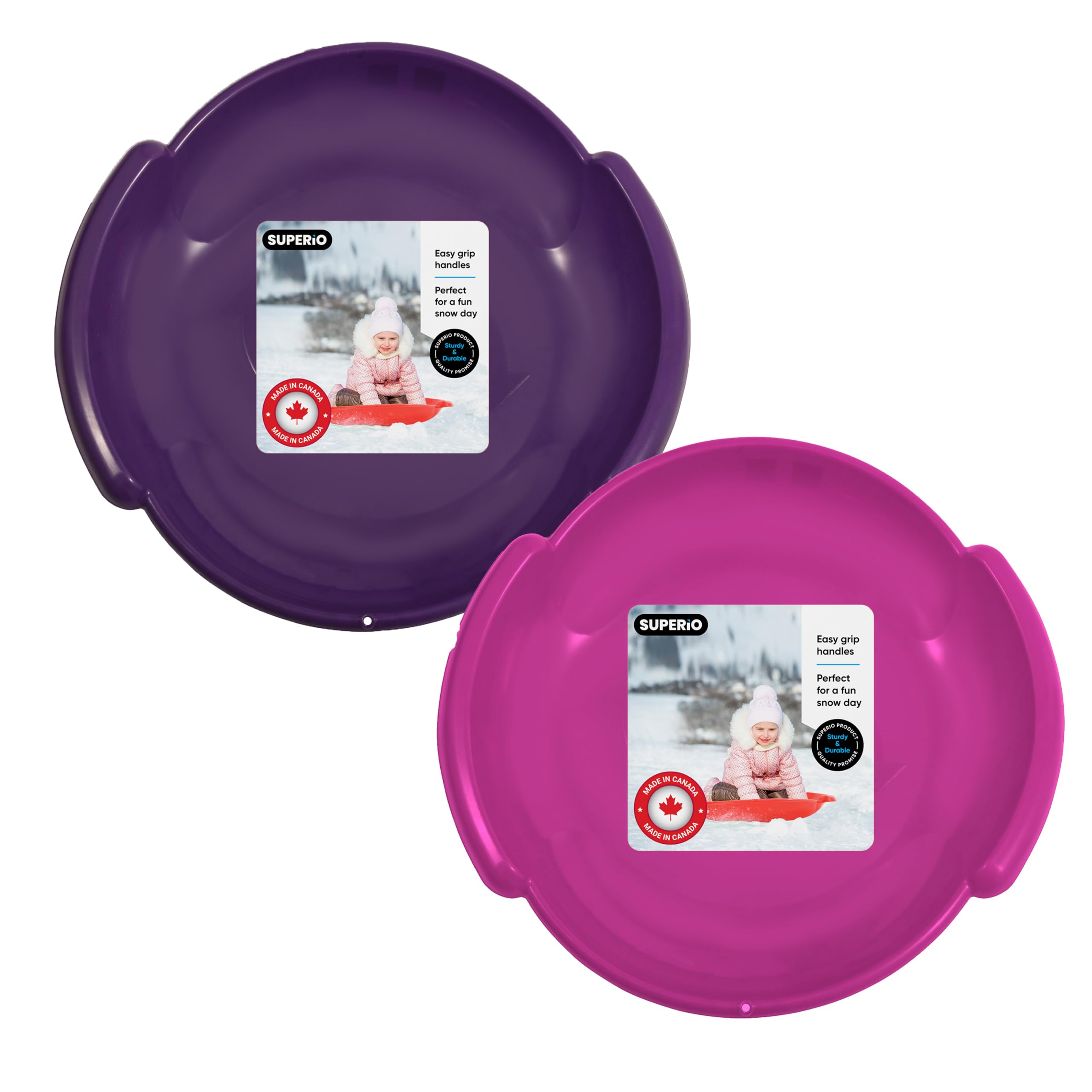 Amazon.com : Superio Round Snow Saucer Sleds- 24" Plastic Disc Sleds ...