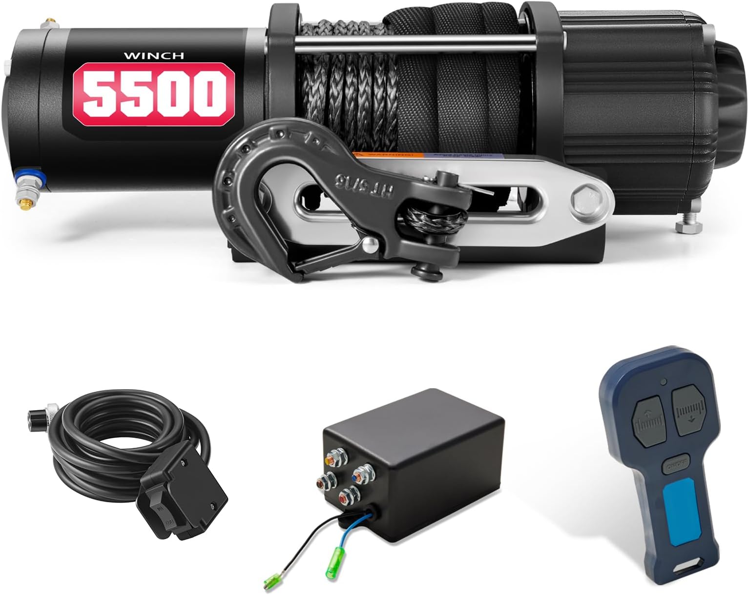 Amazon.com: AOTOWO ATV Winch 4500lbs 12V Electric Winch, Synthetic Rope ...