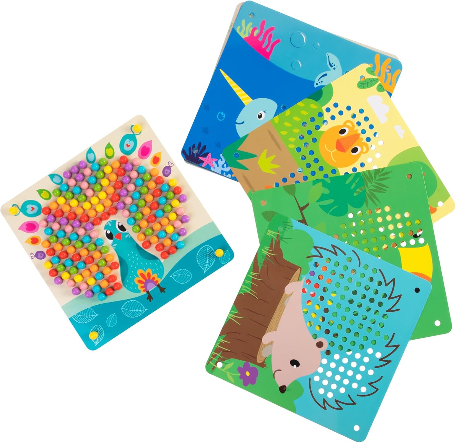 Amazon.com: Fat Brain Toys Peg a Pattern - Wooden Pegboard with Animal ...