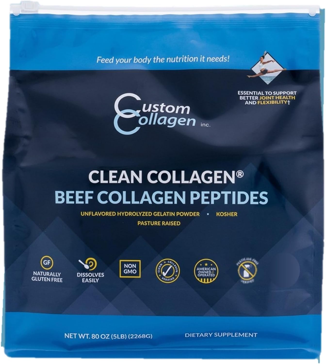 Collagen Peptides Powder 5lb (80oz) Pouch - Clean Collagen ...