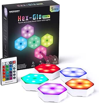 Merkury Innovations Hex Glo Touch Activated Multi Color LED Lights ...