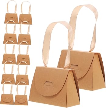 Amazon.com: STOBOK 12pcs Mini Handbag Treat Boxes Kraft Present Storage ...