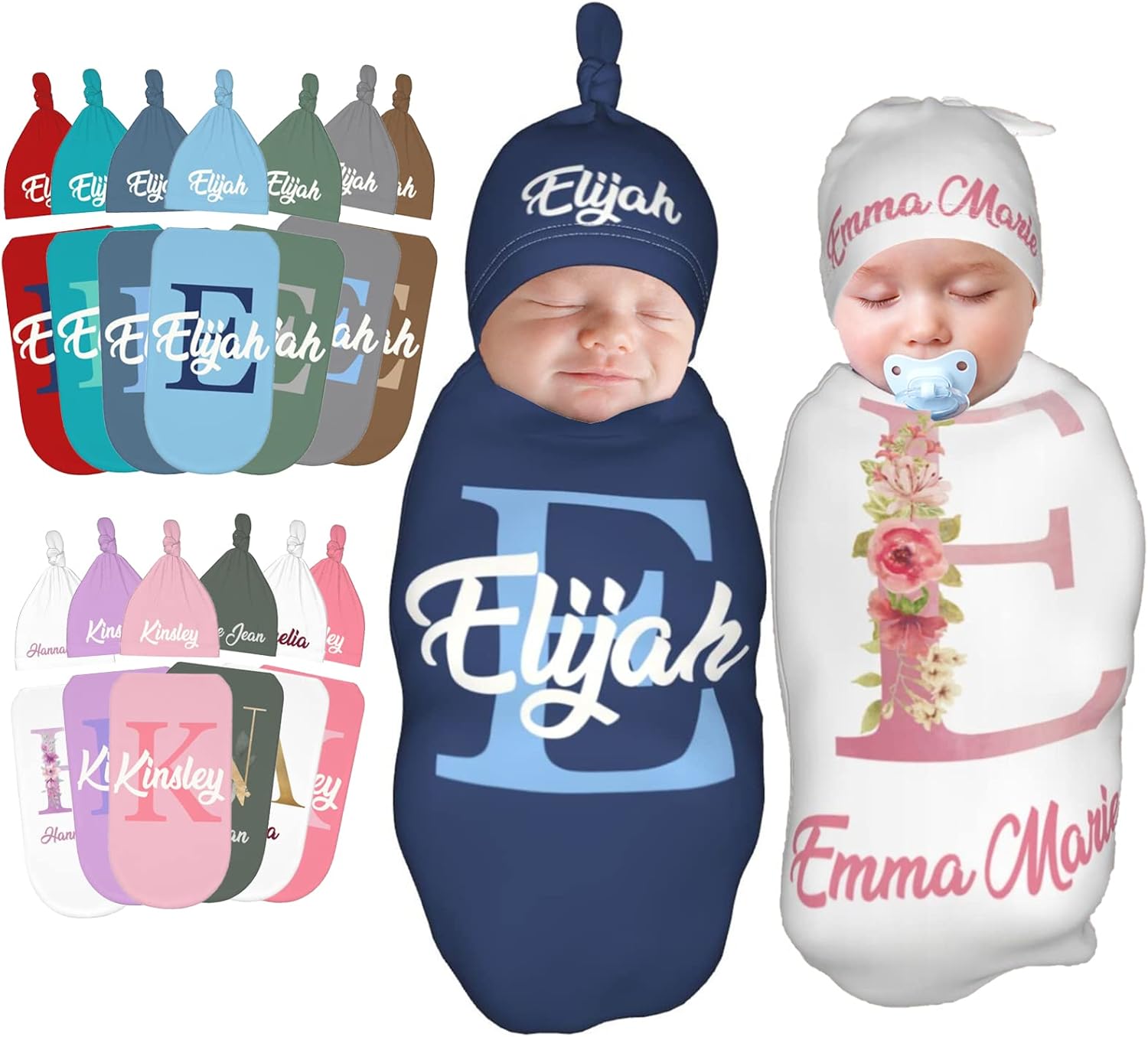Amazon.com: Swaddle and Hats Custom Baby Blankets for Girls Boys ...