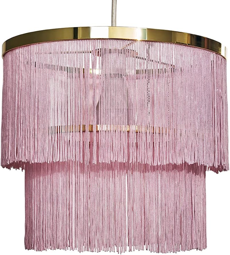 Lighting Collection Velvet Pendant Shade with Green Fringe Tassel Trim ...