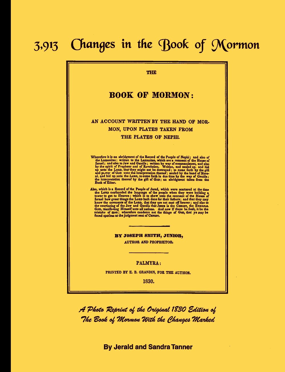 3,913 Changes in the Book of Mormon: Jerald Tanner, Sandra Tanner ...