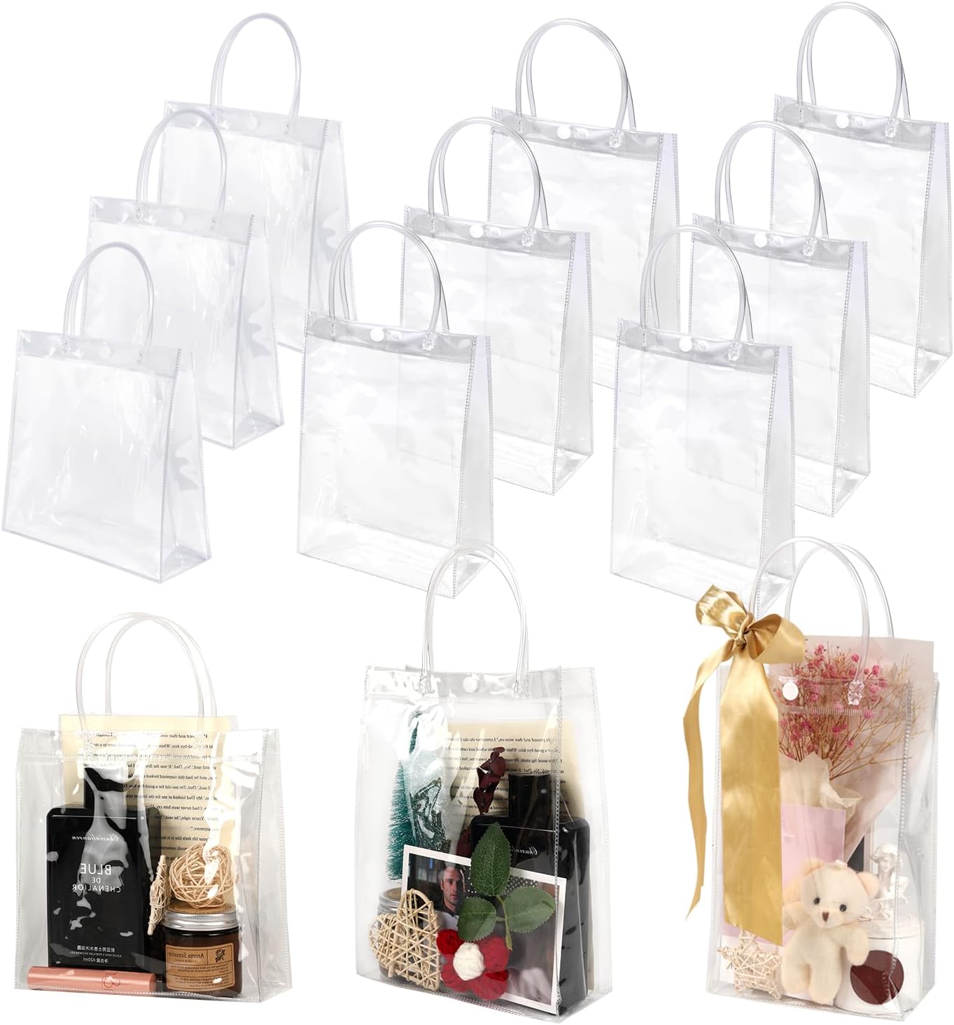 Amazon.com: Silkfly 30 Pcs Rectangle Clear PVC Plastic Gift Bags with ...