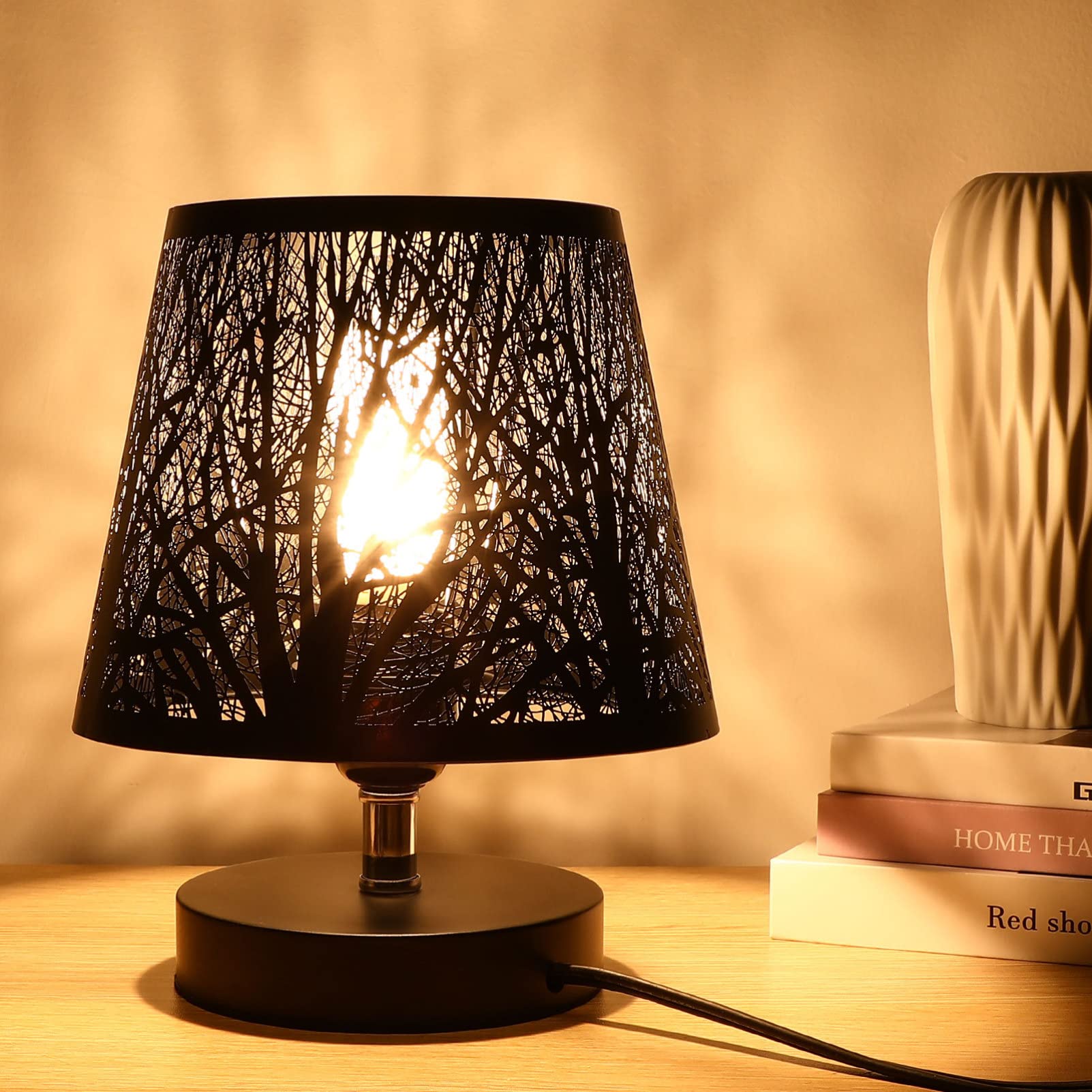 Uonlytech Tree Shadow Lamp Shade, Iron E27 Small Table Lamp Shade ...