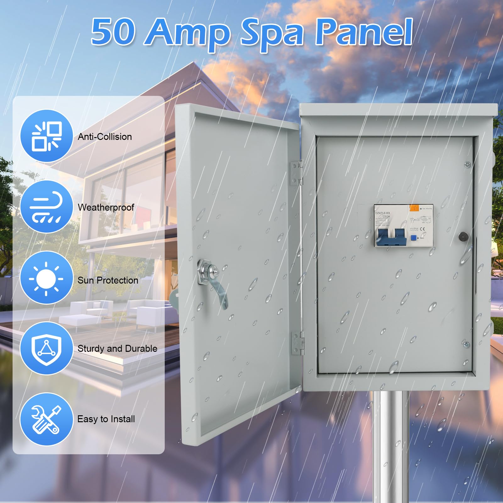 Snapklik.com : AQQHSAIN 50 Amp Spa Panel - Outdoor Rated Weatherproof ...