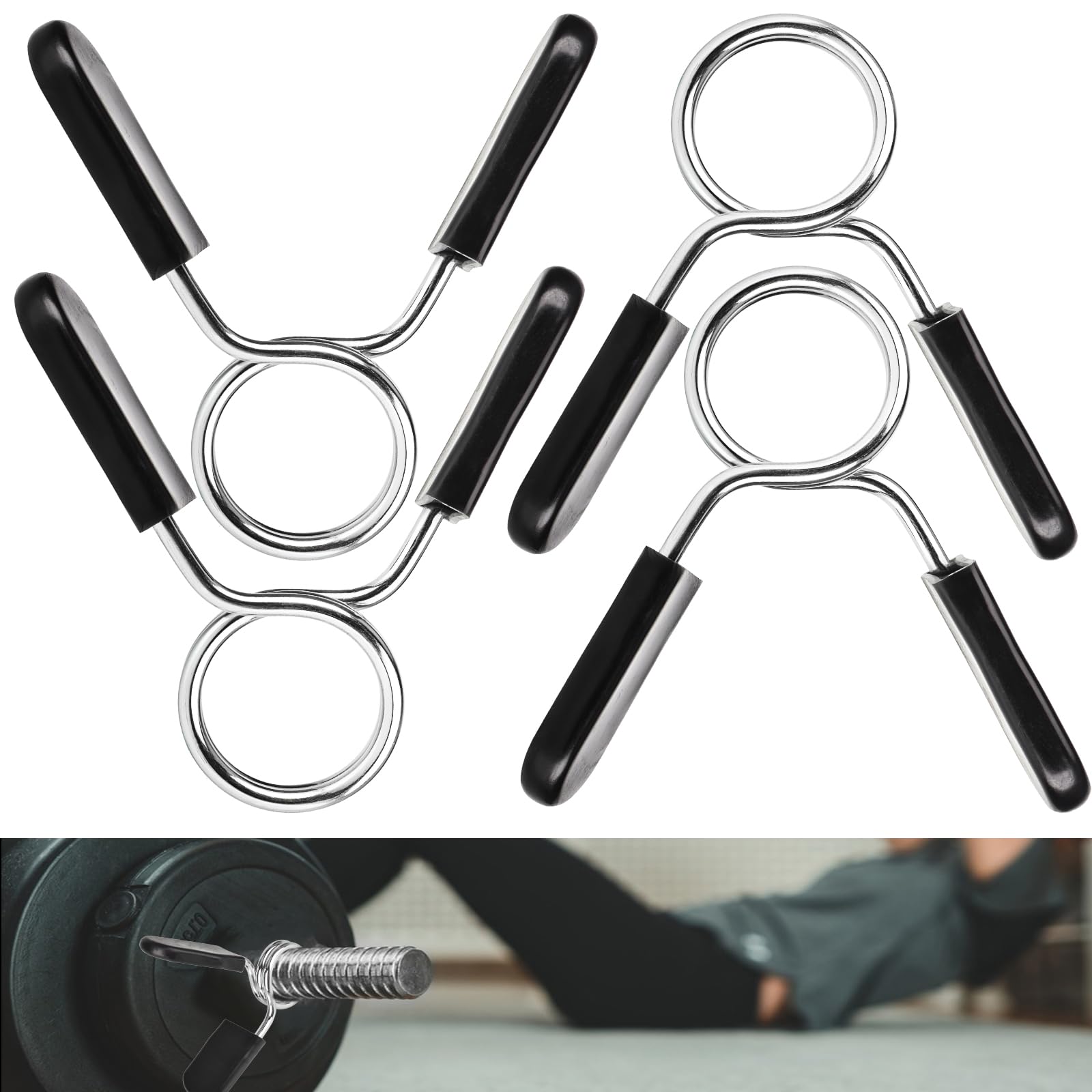 Snapklik.com : Spring Clip Collars 1 Inch Olympic Barbell Clamps For ...