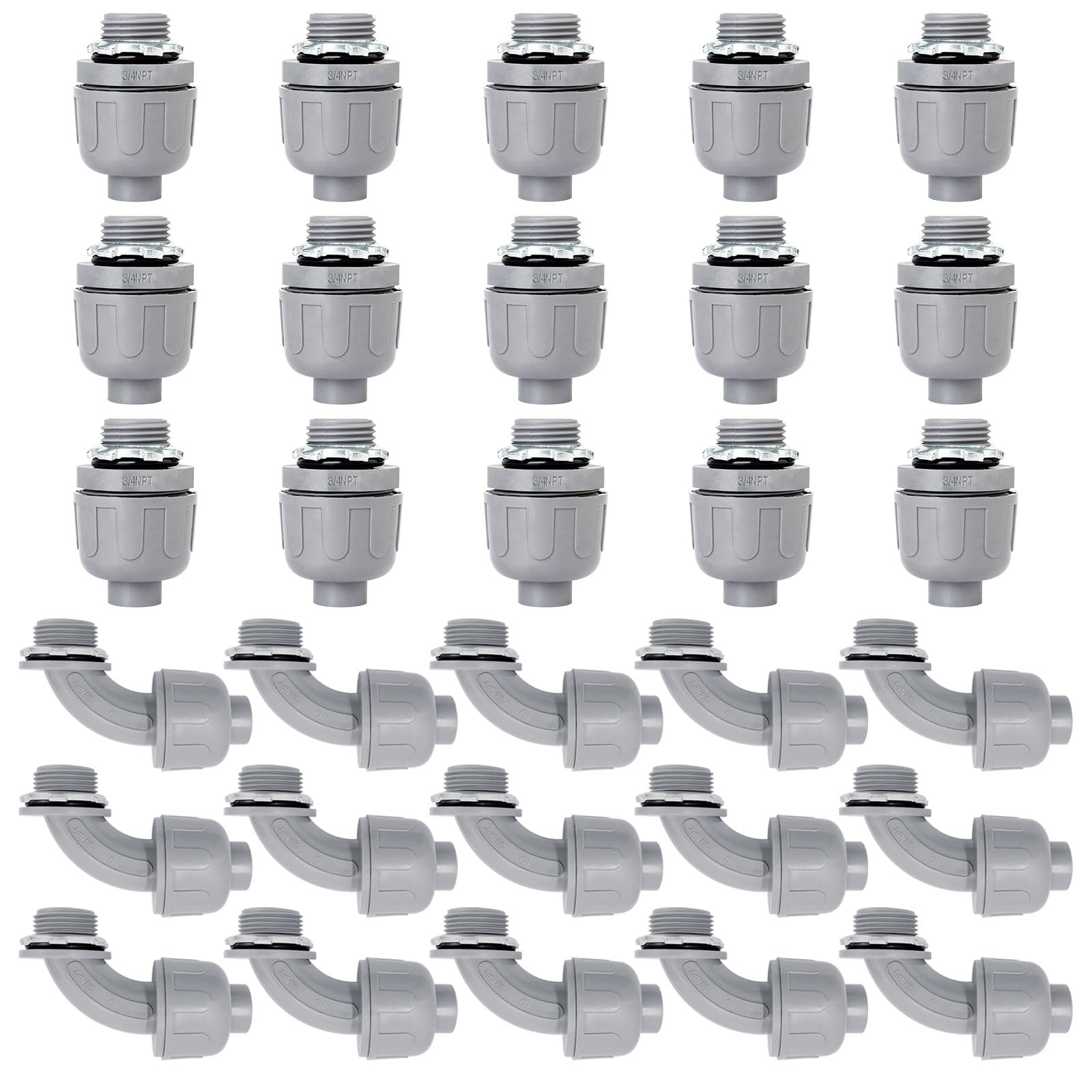 Snapklik.com : Feotech 30 Pack 3/4 Inch Liquid Tight Connectors - PVC ...