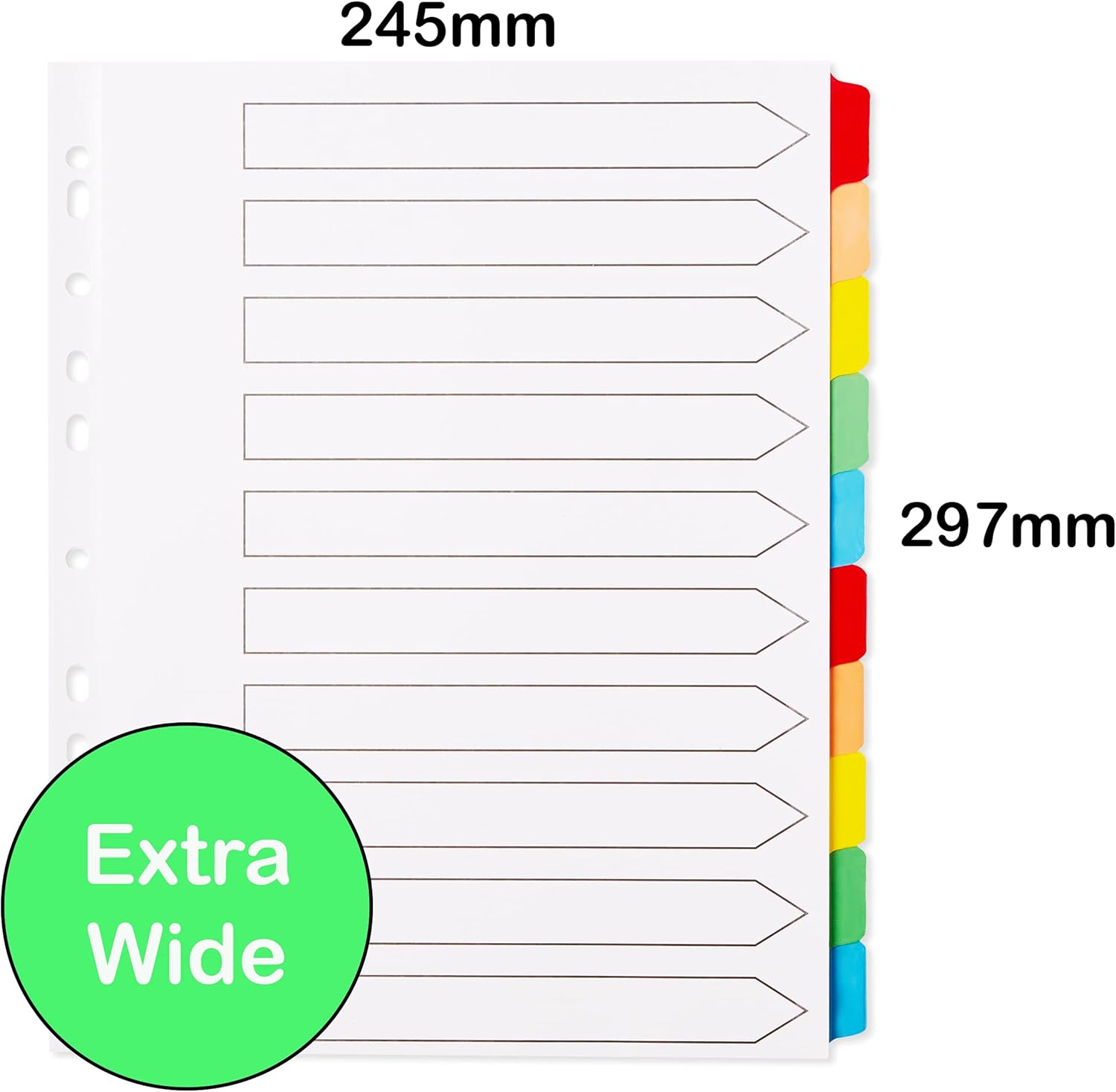 [5 Pack] A4+ File Dividers Extra Wide 10 Part Plain Tabs | A4+ Extra ...