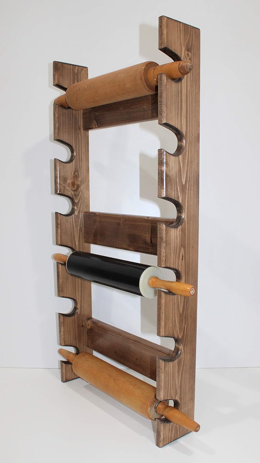 Amazon.com: Rolling Pin Rack with Six Slots - Wood Rolling Pin Rack ...