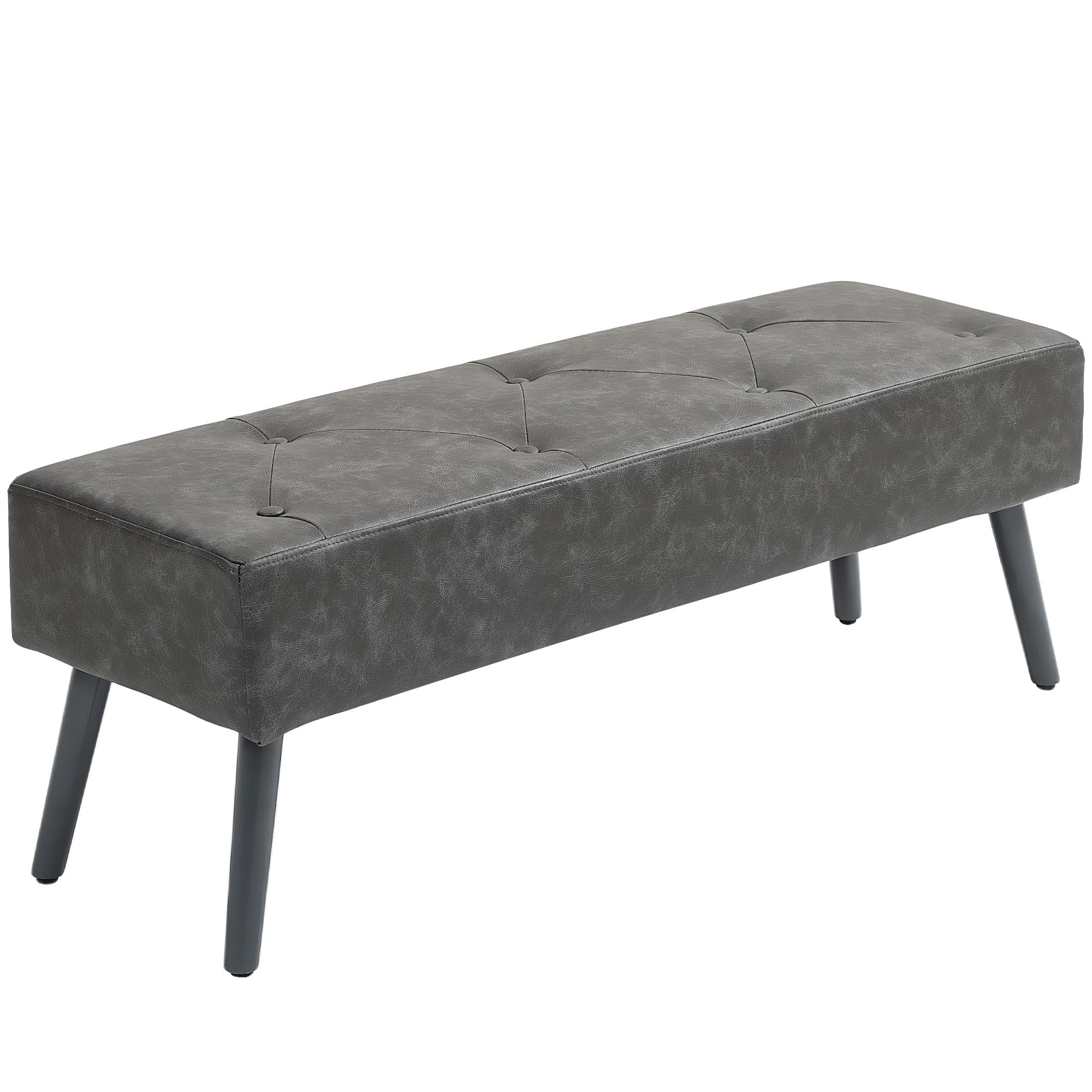 HOMCOM Bedroom Bench, End of Bed Bench with Button Tufted Design, PU ...